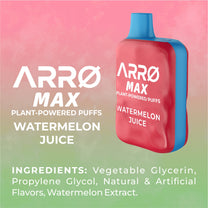 ARRØ MAX Nicotine Free Vape – Watermelon Juice | Disposable | 5,000 ...