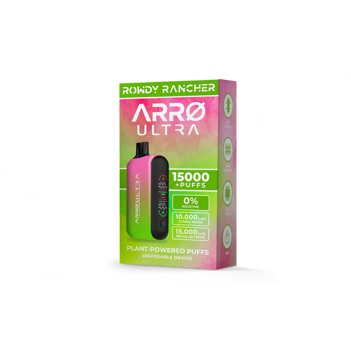 ARRØ Ultra Nicotine Free Vape | Rowdy Rancher Flavor | 15,000 Puffs ...